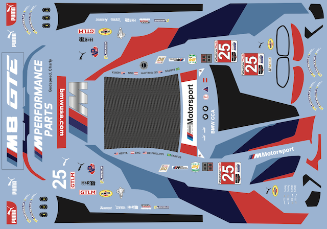 Aufkleber-Decal BMW M8 - GT3 - Daytona 2019 - #25 01-Decals-111-180-512-735
