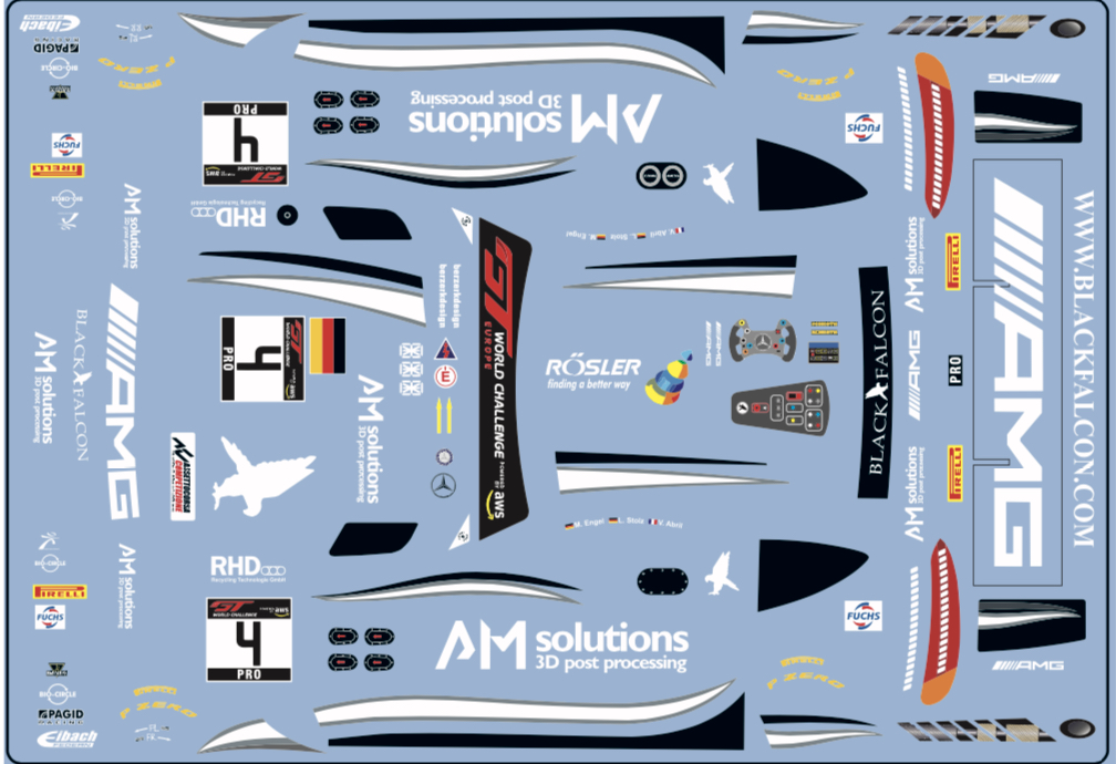 Decal Merc AMG GT3 evo Black Falcon #4 GTWC 2020