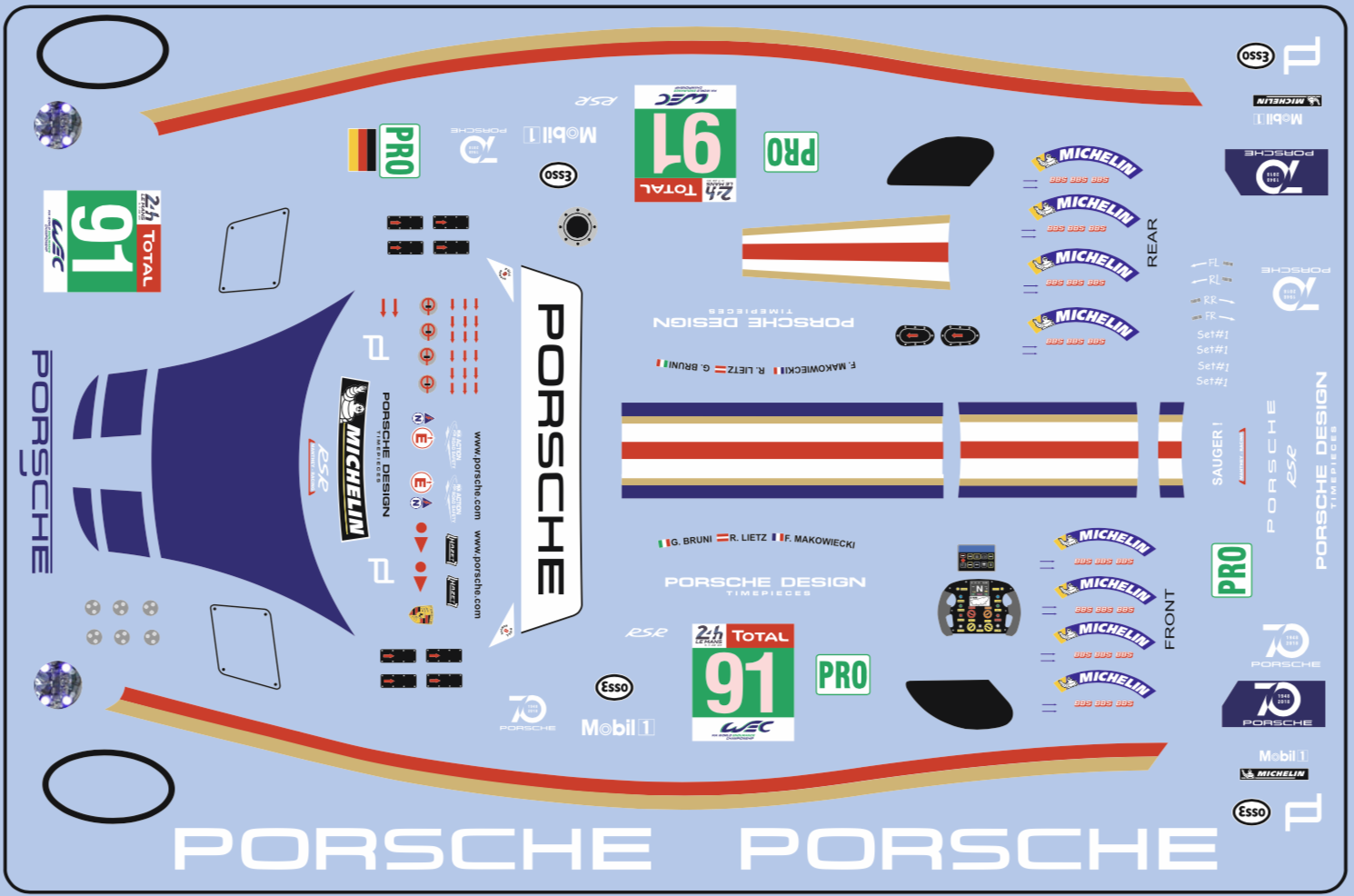 Decal Porsche 911 991 RSR #91 Decal Porsche 911 991 RSR #91 2018 2017