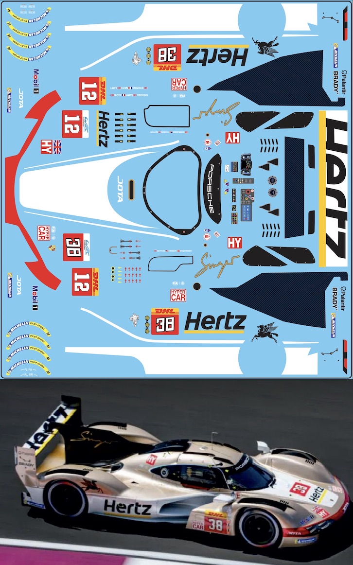 Decal Porsche 963 Lmh Jota Sport - Hertz - WEC 2024