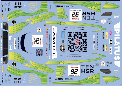 Decal Porsche 911 991 GT3 R #92 Manthey Grello SPA 2023