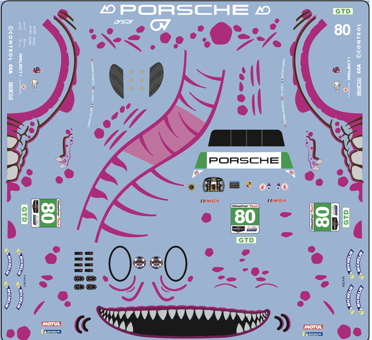 Decal Porsche 911 992 GT3 R #911 A O Racing Roxy Rexy (RAWR) #80 2023