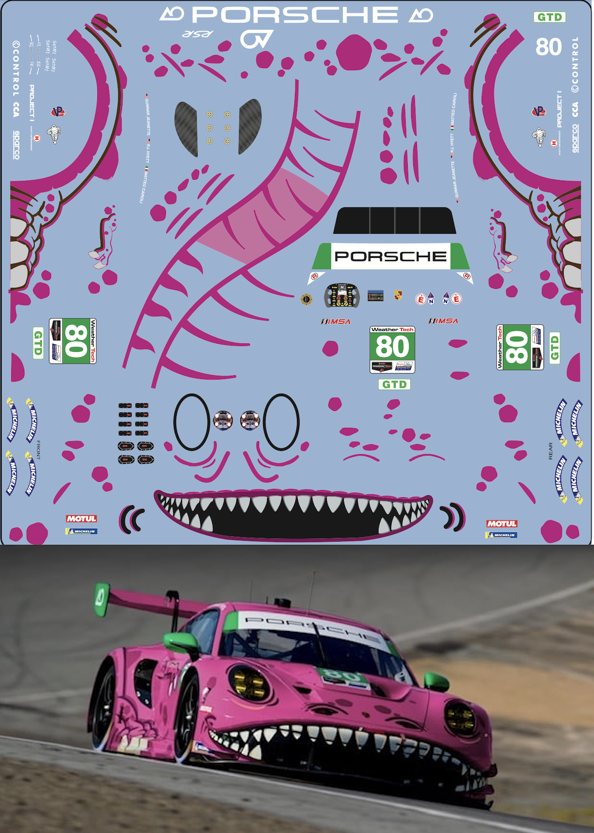 Decal Porsche 911 992 GT3 R #911 A O Racing Roxy Rexy (RAWR) #80 2023