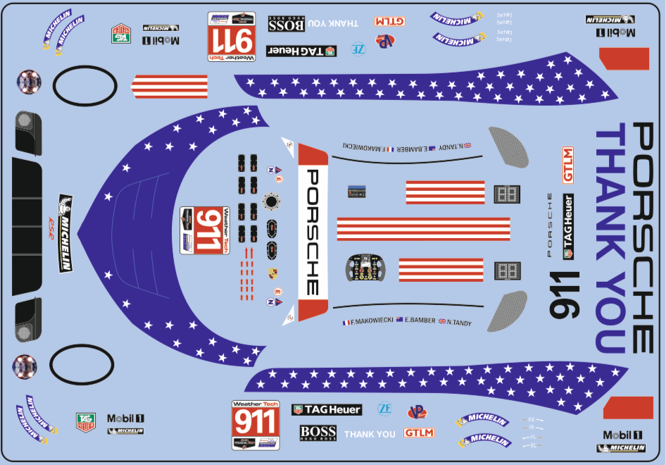 Decal Porsche 911 991 RSR 12h Sebring #911 2020