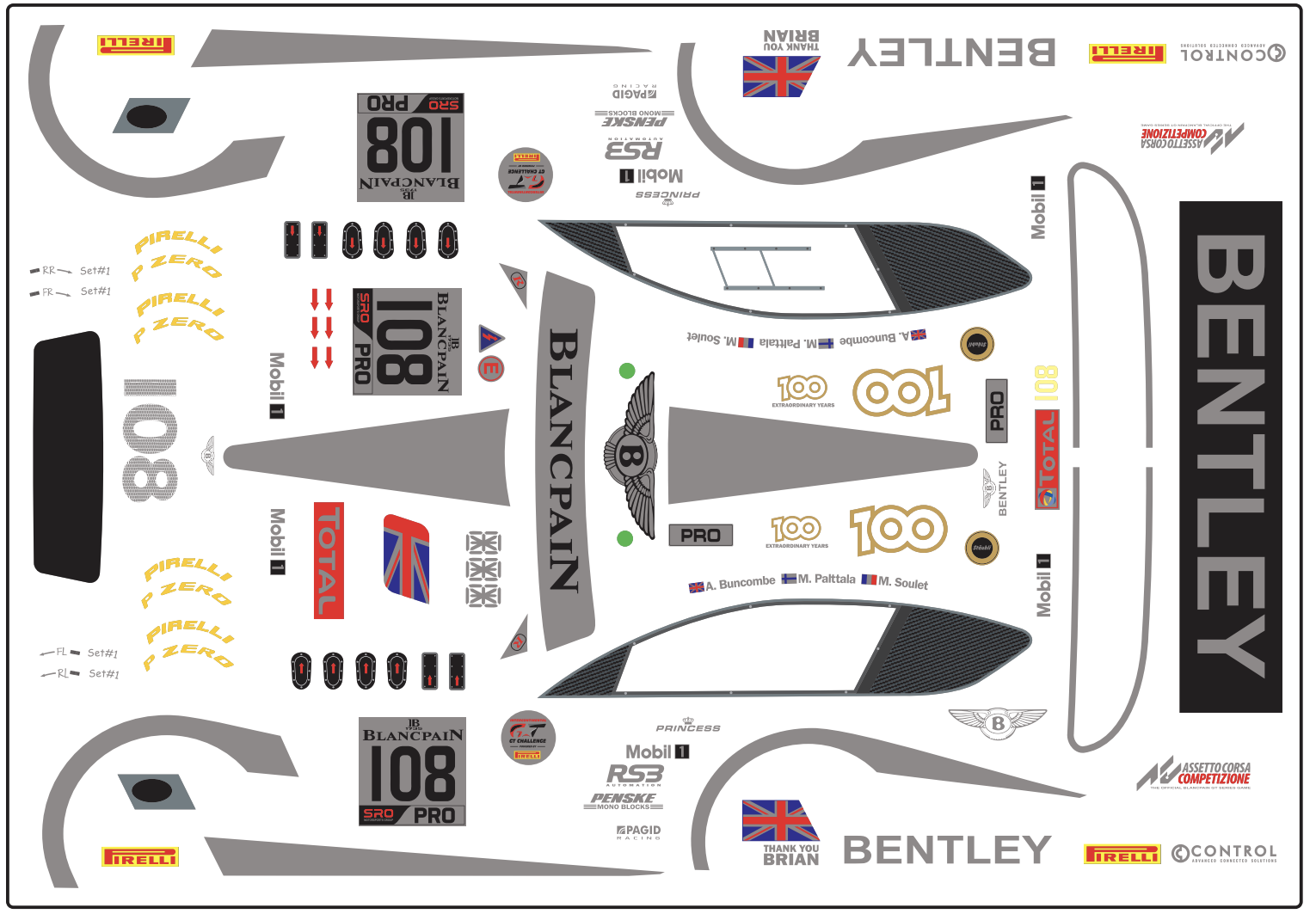 Decal Bentley Continental GT3 Nürburgring 2019 #108