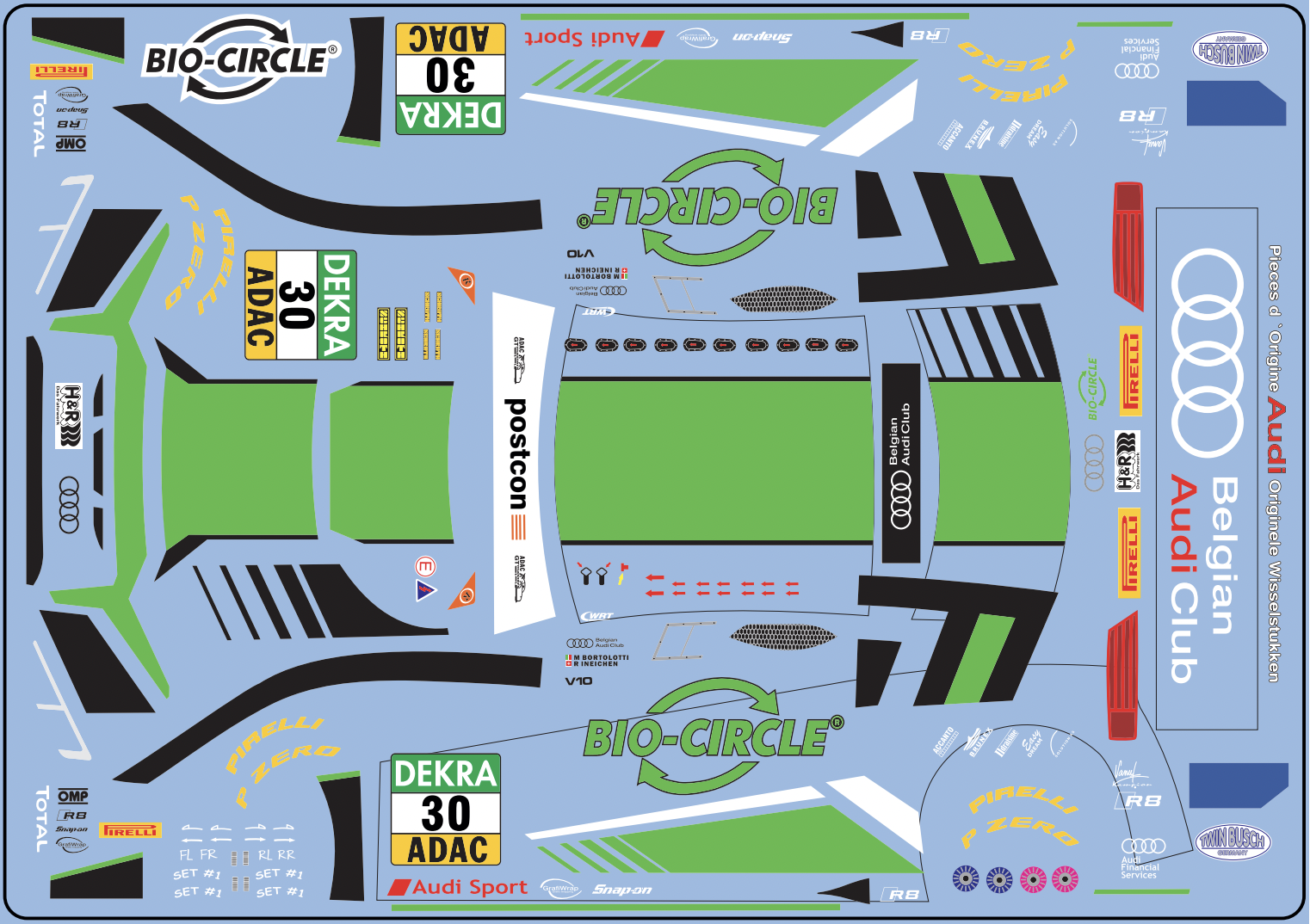 Decal Audi R8 LMS GT3 Evo #30 Team WRT ADAC GT Masters 2020