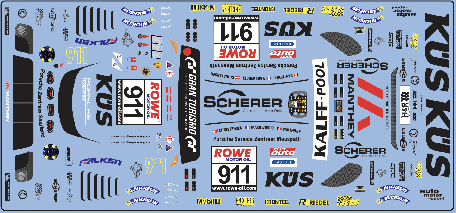 Decal Porsche 911 991 GT3 R #911 Manthey Grello NLS 2022