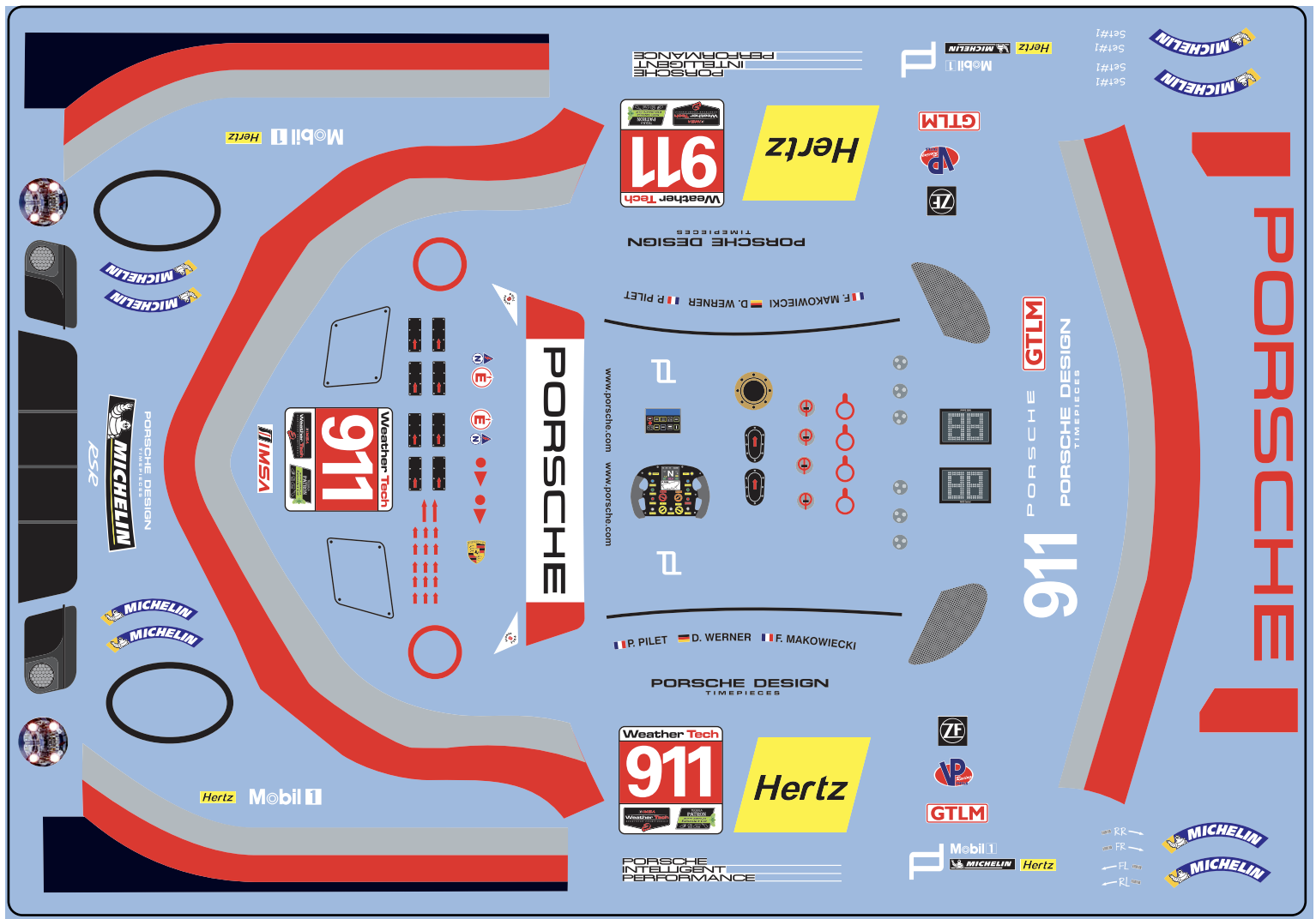 Decal Porsche 911 991 RSR IMSA #911 Daytona 2018