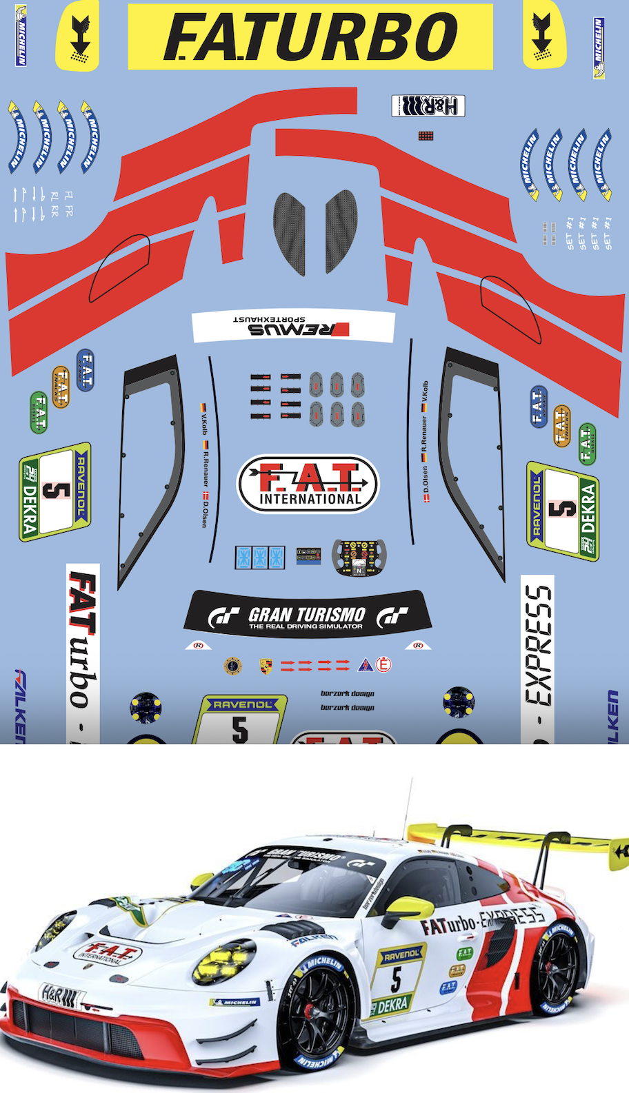 Decal Porsche 911 GT3-R F.A.T FAT Herberth Motorsport 24H Nurburgring ...