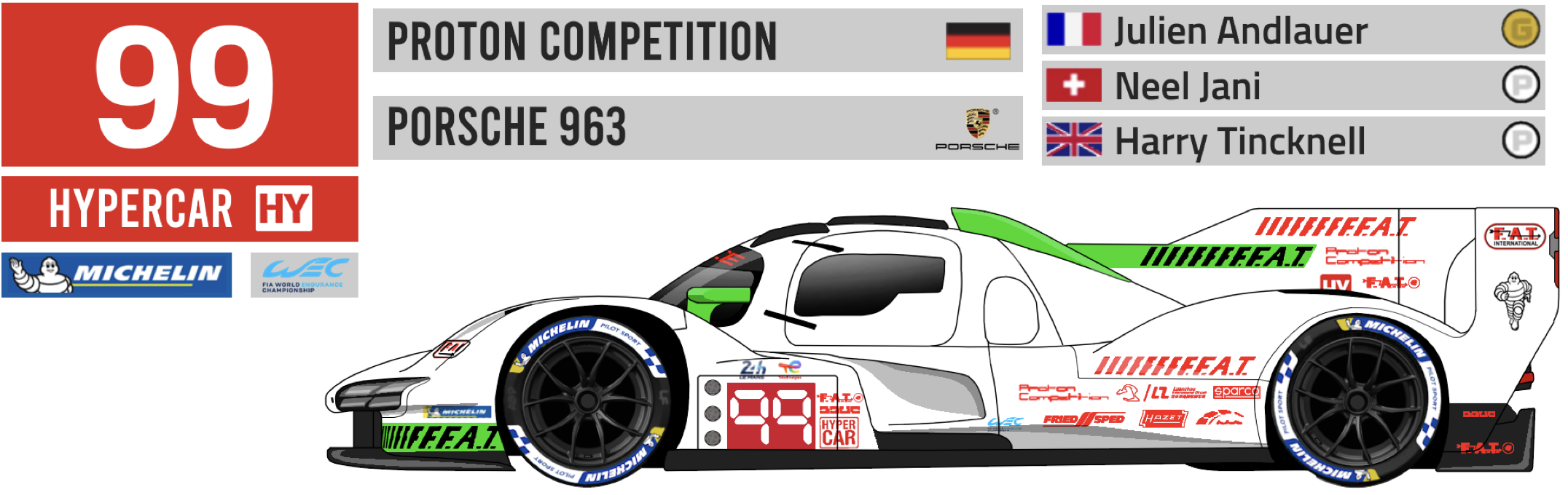Decal Porsche 963 Lmh #99 Proton/FAT Racing Le Mans 2024