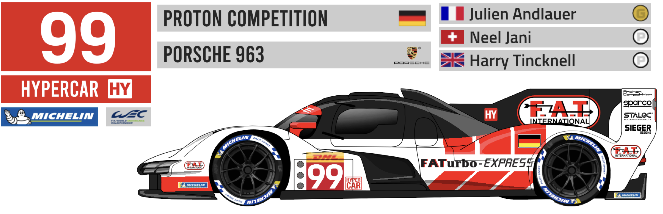 Decal Porsche 963 Lmh #99 Proton/FAT Racing WEC 2024