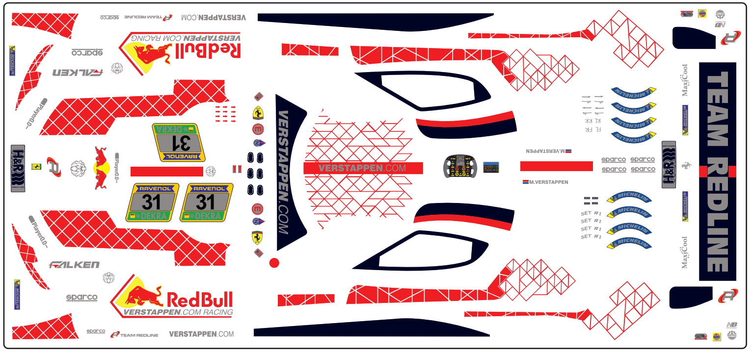 Decal Ferrari 296 GT3 Redline Team Verstappen RB Racing 2025 Ring #31
