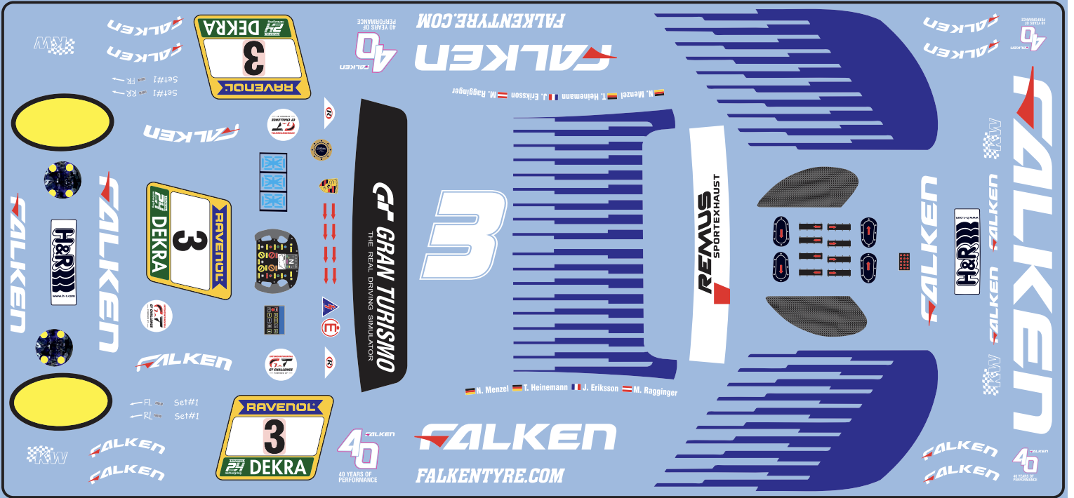 Decal Porsche 911 992 GT3 R #3 Team Falken Nurburgring 2025