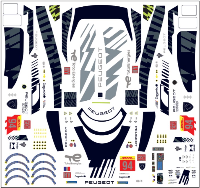 Decal Peugeot-9x8-Lmh #94 WEC Monza 2022