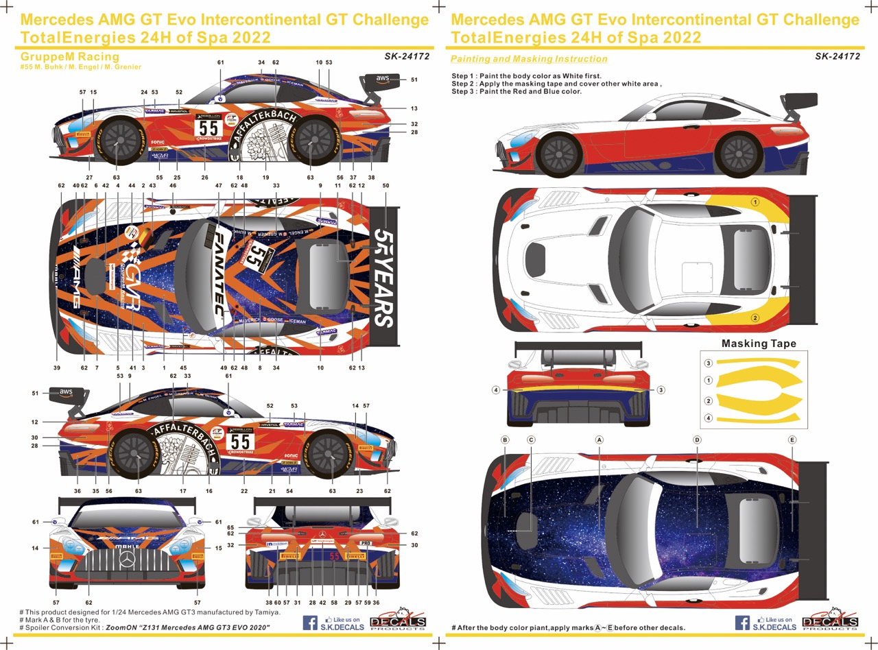 SK Decals SK24172 Mercedes AMG GT Evo Intercontinental GT Challenge ...