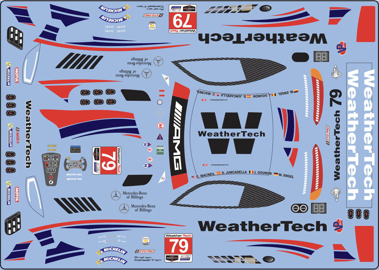 Slotfabrik Decals Merc AMG GT3 Evo WeatherTech Racing #79 24hrs Daytona ...