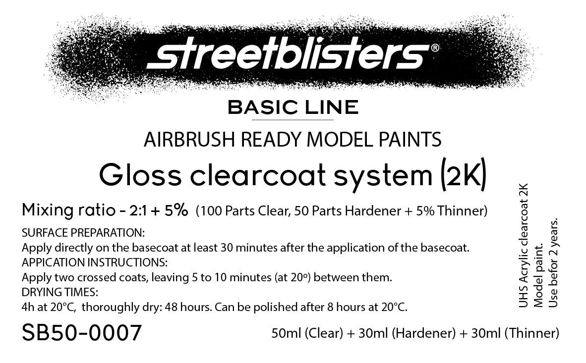SB50-0007 Gloss clearcoat system 2K-1x50ml+1x30ml+1x30ml