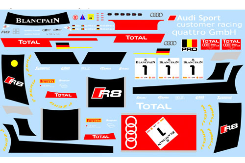 Decal Audi R8 GT #1 Customer Racing Spa 2014 Winning