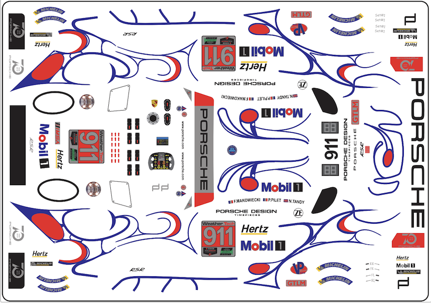 Decal Porsche 911 991 RSR #911 2018 Retro