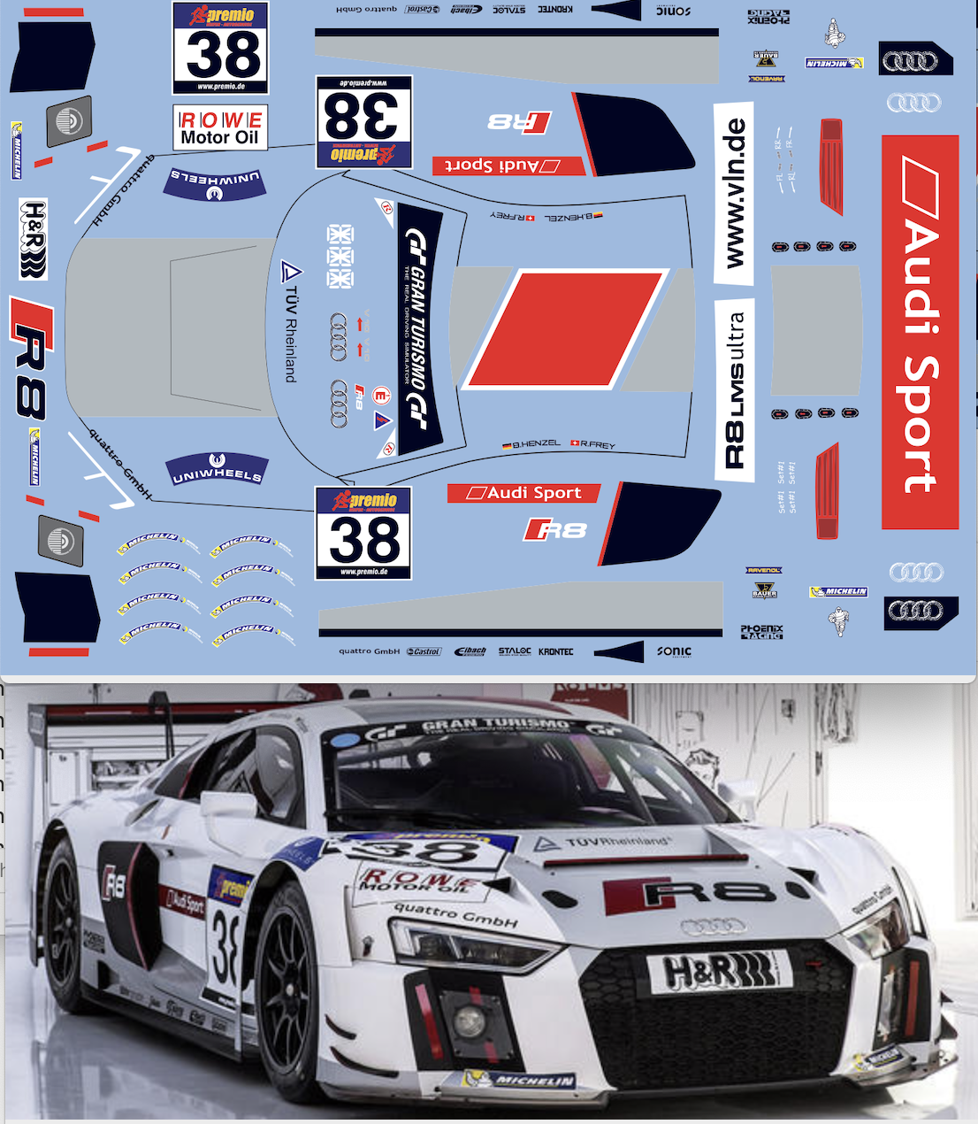 Decal Audi R8 GT3 VLN #38 2015