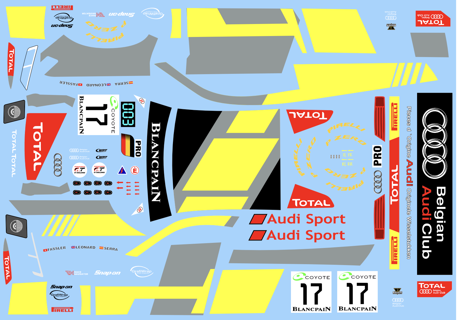 Decal Audi R8 LMS #17 SPA 2018 Belgian Audi Club Team WRT