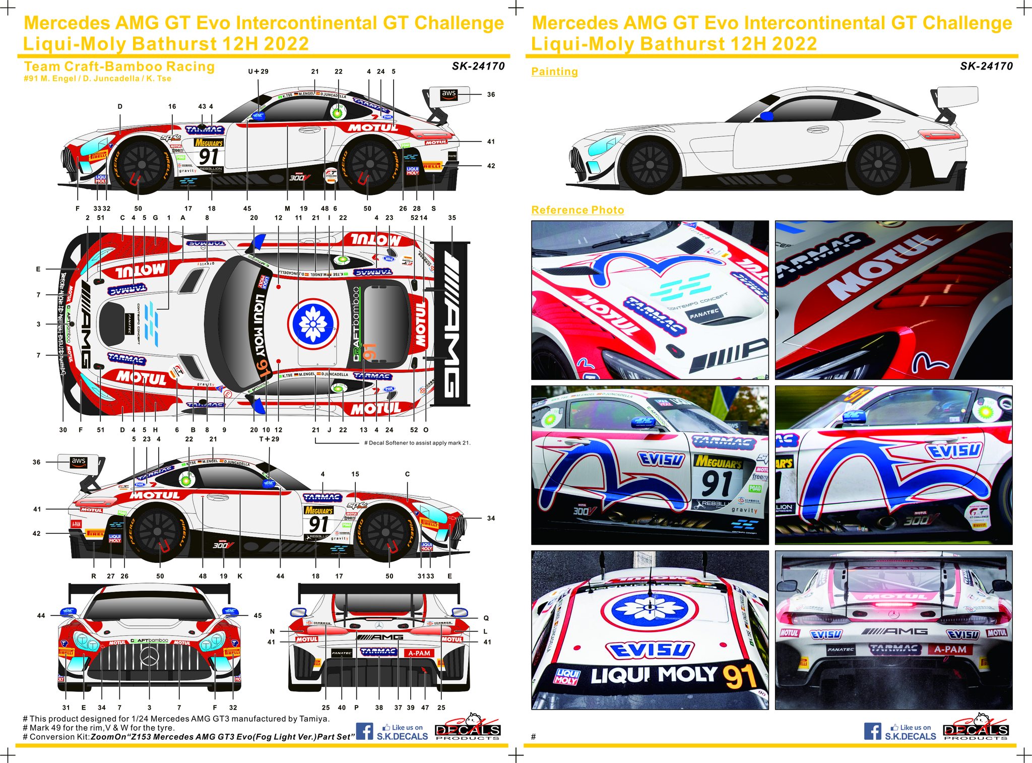 SK Decals SK24170 Mercedes AMG GT Evo Intercontinental GT Challenge ...