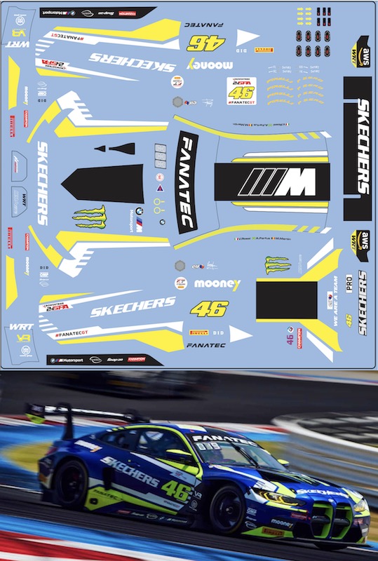 Decal BMW M4 GT3 Team Rossi #46 Fanatec GT World Challenge Europe