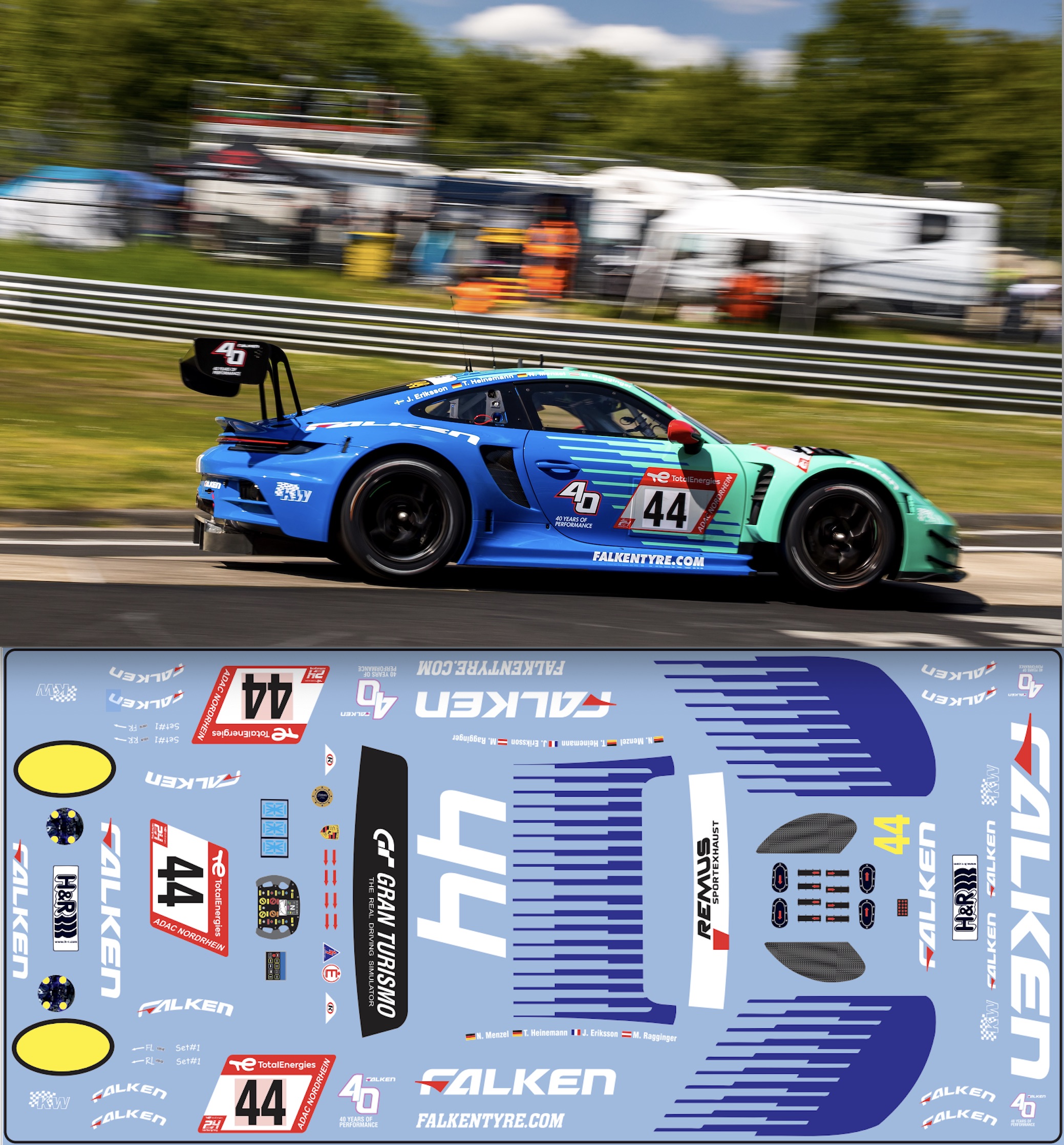 Decal Porsche 911 992 GT3 R #4 Team Falken Nurburgring 2025