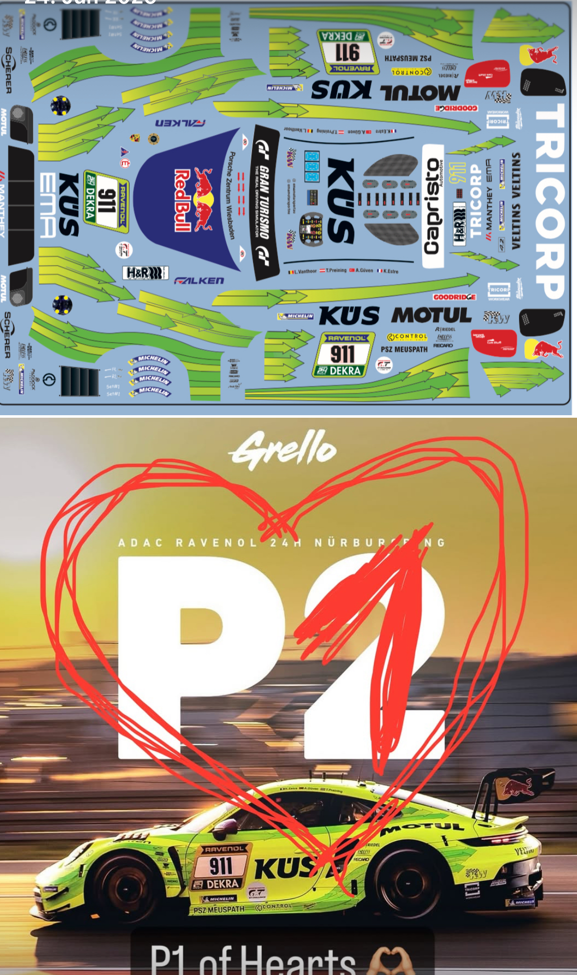 Decal Porsche 911 991 GT3 R Grello Manthey NLS Ravenol ADAC 24h ...