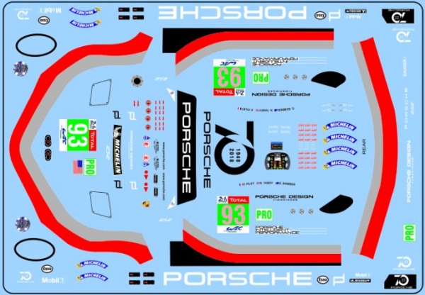 Decal Porsche 911 991 RSR #93 Decal Porsche 911 991 RSR #91 2018 2017
