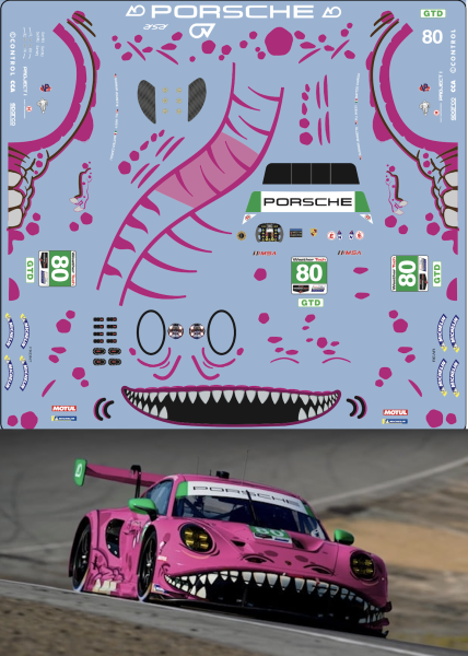 Decal Porsche 911 992 GT3 R #911 A O Racing Roxy Rexy (RAWR) #80 2023