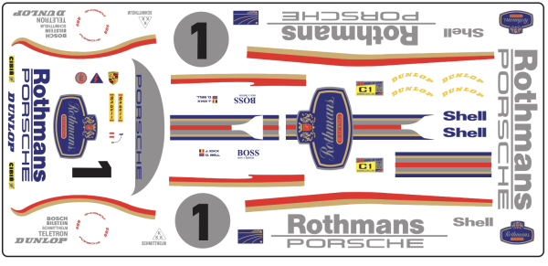 Decal Porsche 956 Rothmans #1