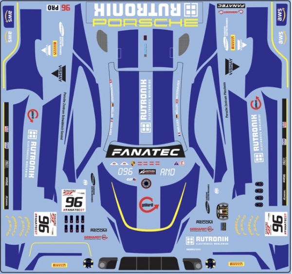 Decal Porsche 911 992 GT3 R Rutronik Racing #96 GTWC