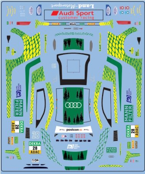 Decal Audi R8 LMS GT3 evo Team Land Motorsport / Mann Filter Mamba #28 ...