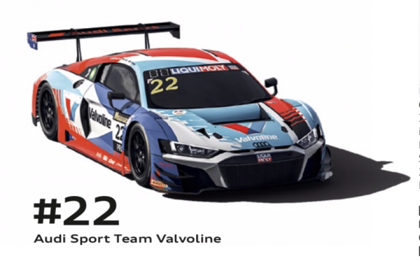 Decal Audi R8 LMS GT3 Evo Team Valvoline Australia #22. 2019